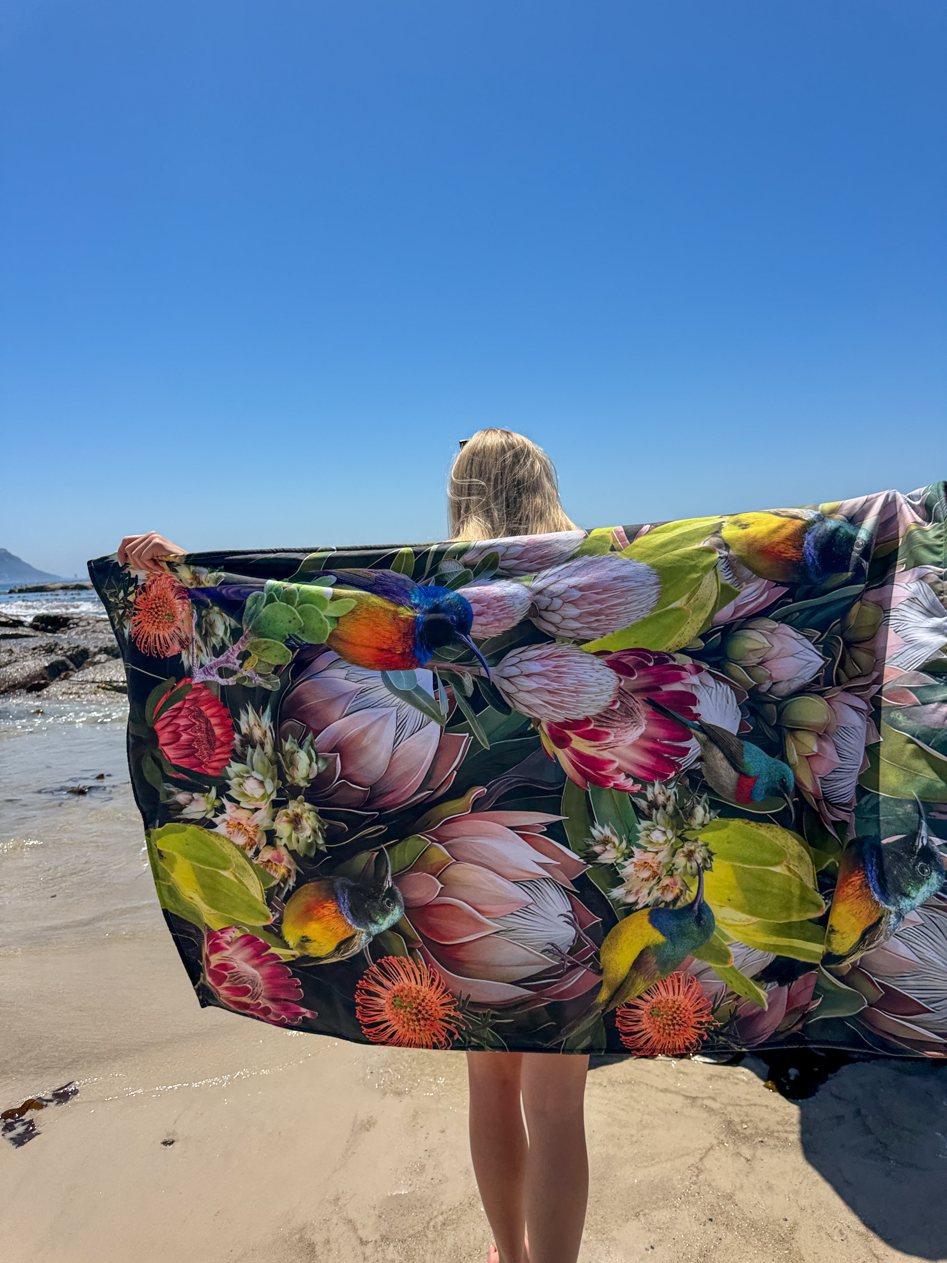 Sunbirds & Proteas - Beach Towel – Hannah Claire Creations